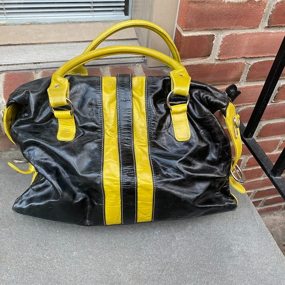 KiKi Pearl | Bags | Kiki Pearl Handbag Black And Mustard Yellow ...
